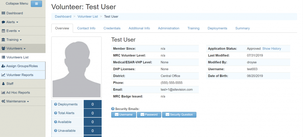Volunteer Identification - Medical Reserve Corps