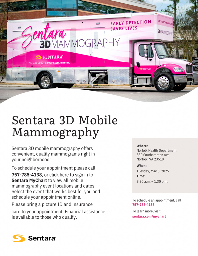 3D Mobile Mammography – May 6 and May 7 – Norfolk Health Department