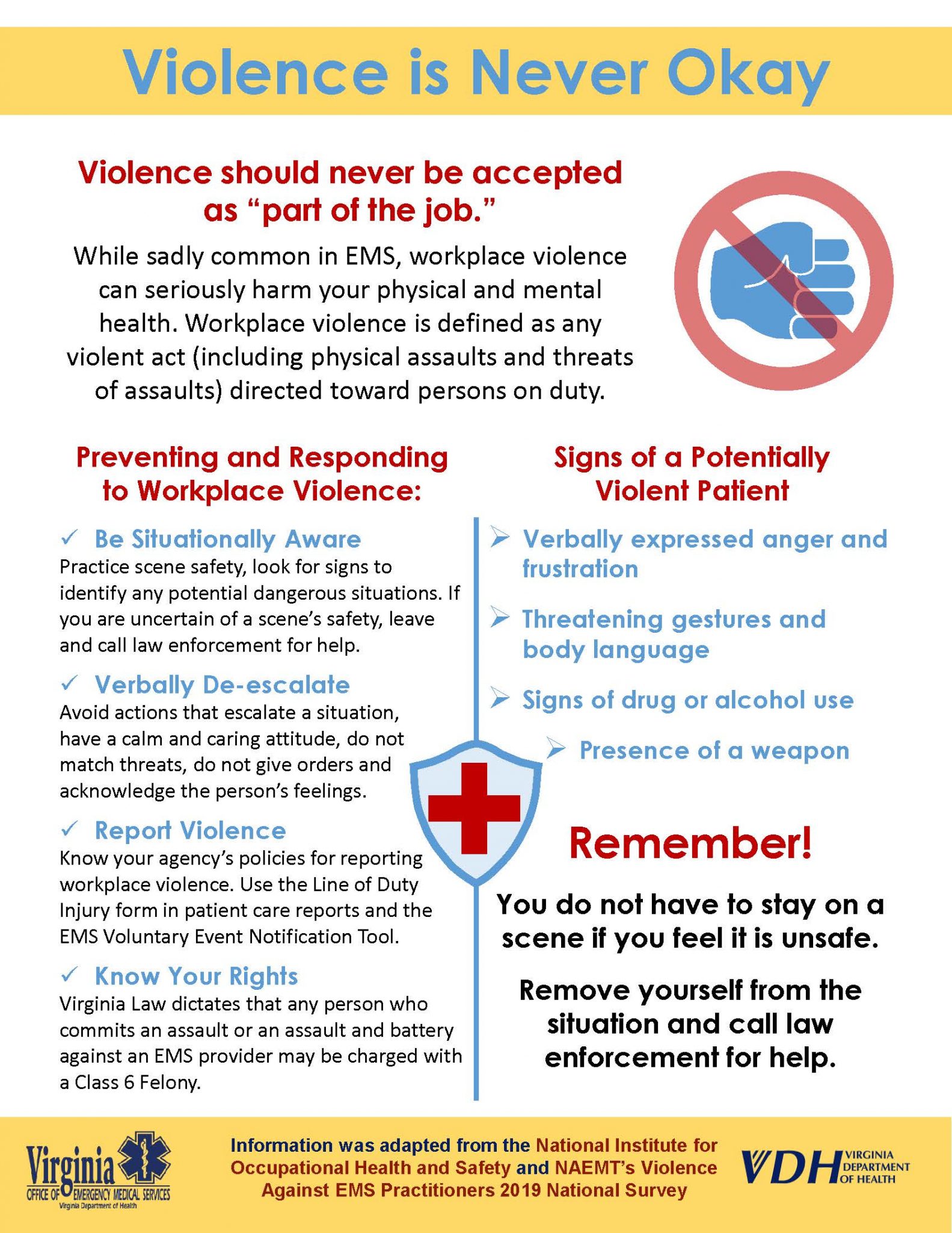 Violence is Never Okay – Emergency Medical Services