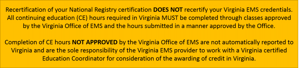 National Registry Recertification - Emergency Medical Services