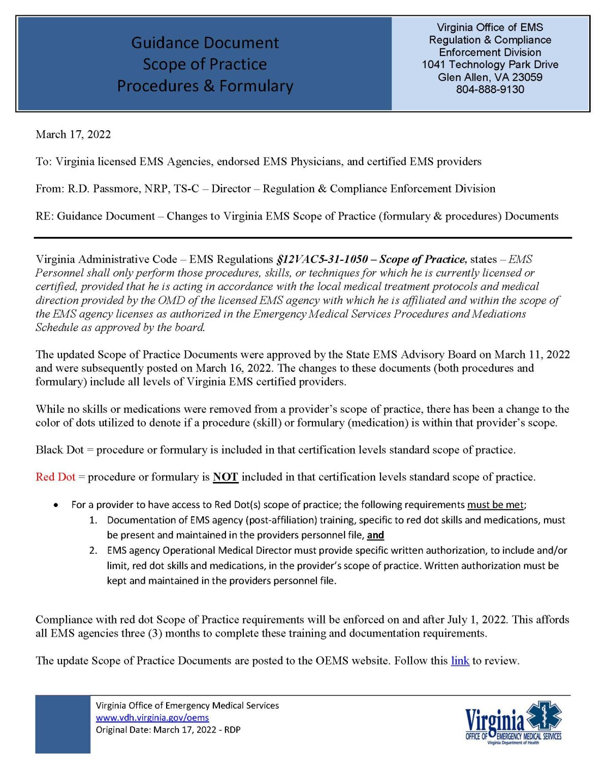 Guidance Document - Scope of Practice Procedures & Formulary Update ...