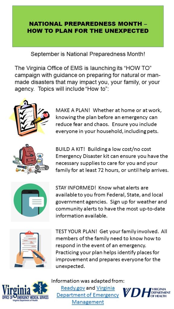 September is National Preparedness Month - Emergency Medical Services