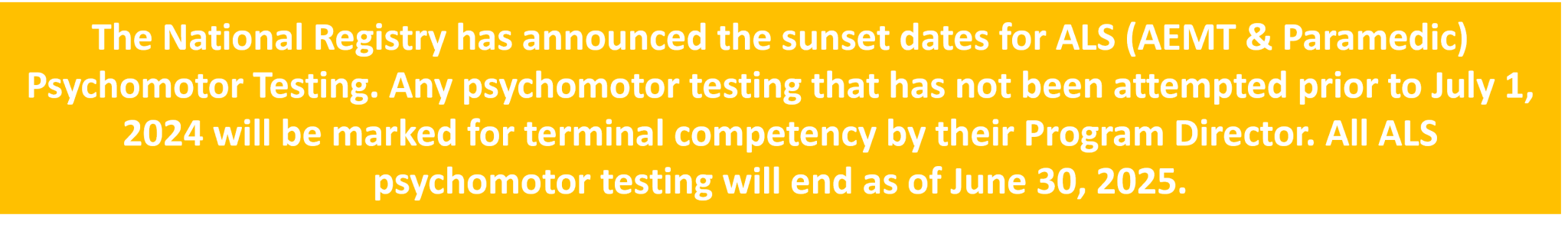 Virginia National Registry Psychomotor Examination Schedule - Emergency ...