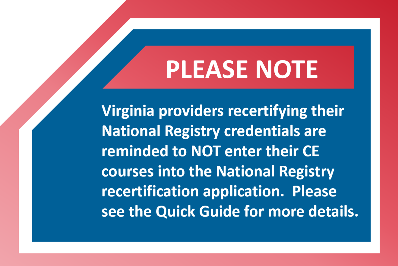 National Registry Recertification Guidance - Emergency Medical Services