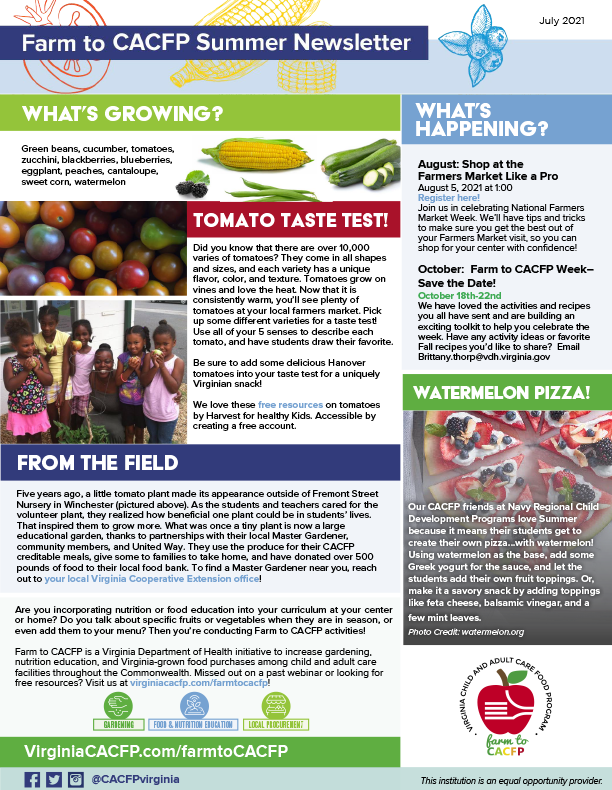 Farm to CACFP - Child and Adult Care Food Program