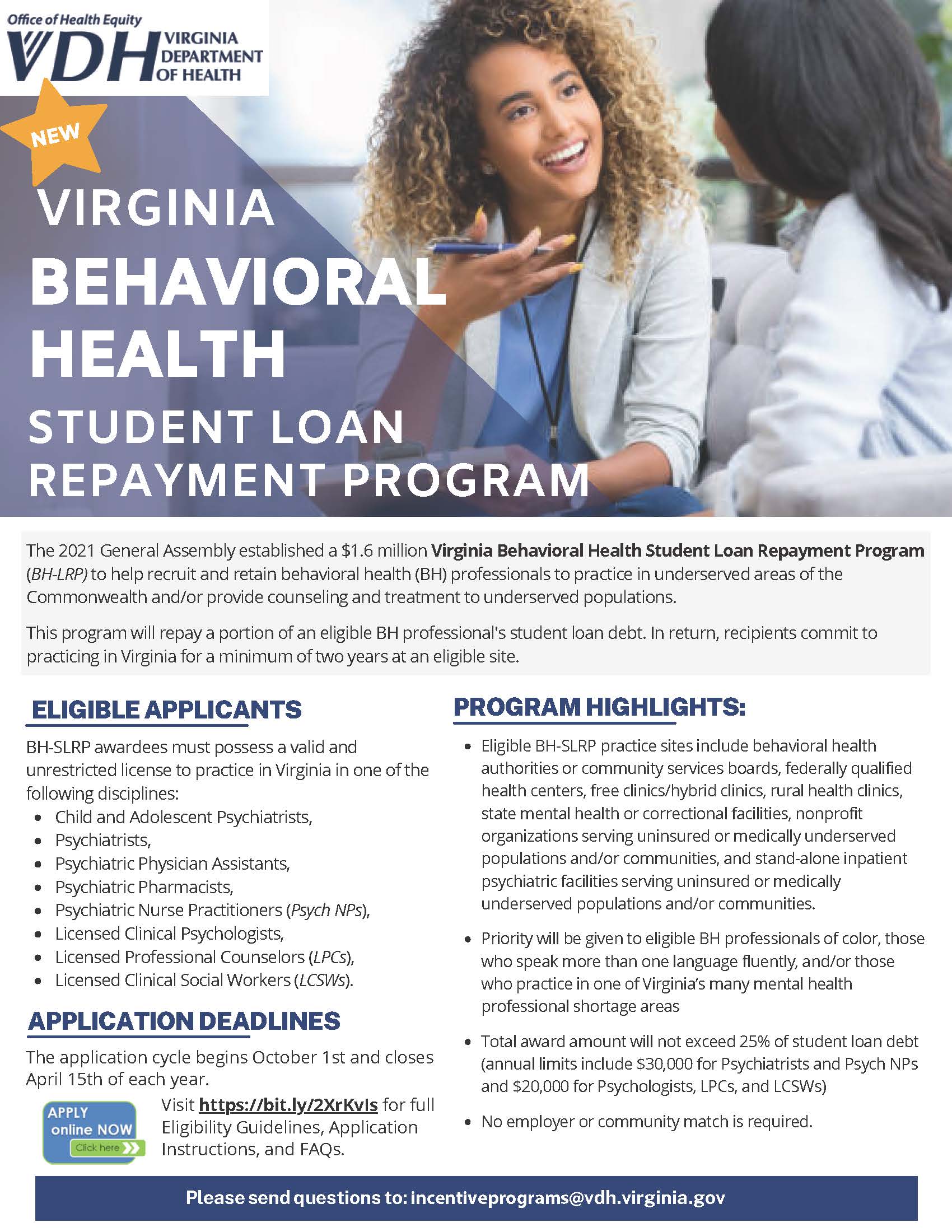 Virginia Behavioral Health Student Loan Repayment Program – Health Equity
